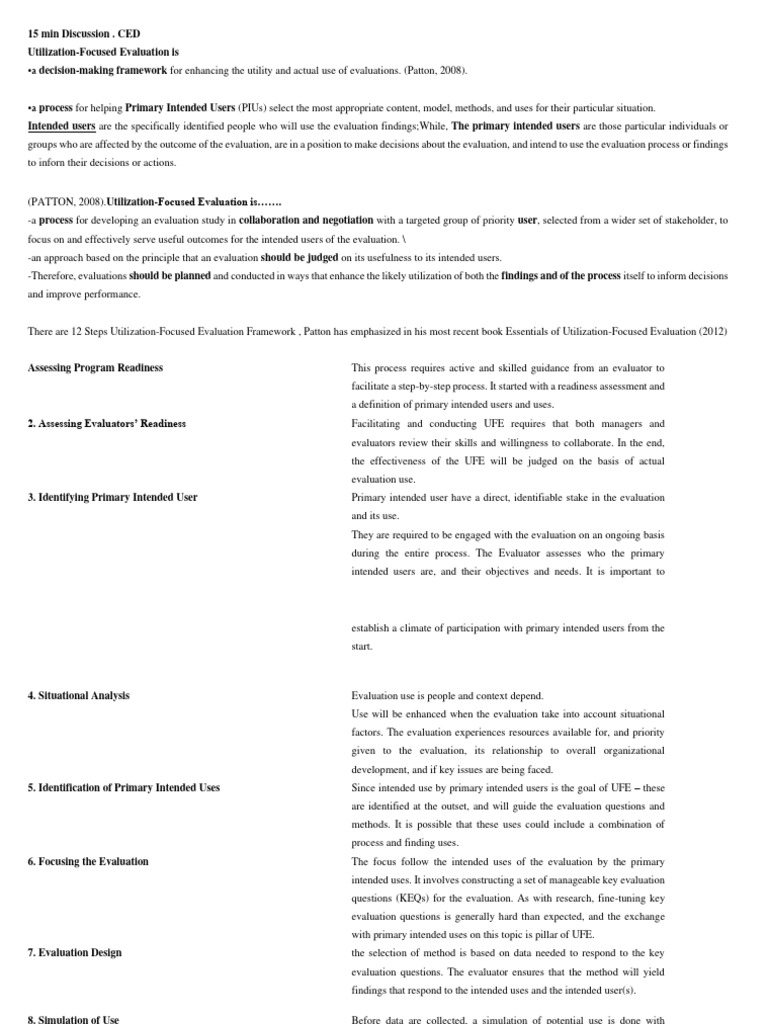 Focused Evaluation | PDF | Evaluation | Decision Making Focused Evaluation | PDF | Evaluation | Decision Making
