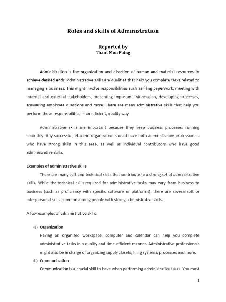 Roles and Skills of Administration | PDF | Mentorship | Leadership