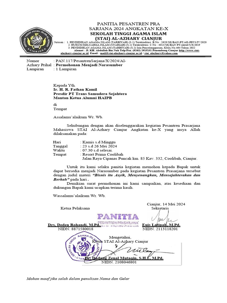 Surat BPK Fathan Kamil | PDF