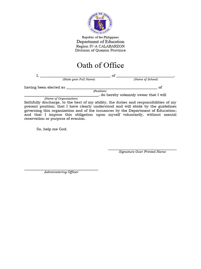 Oath of Office | PDF | Career & Growth