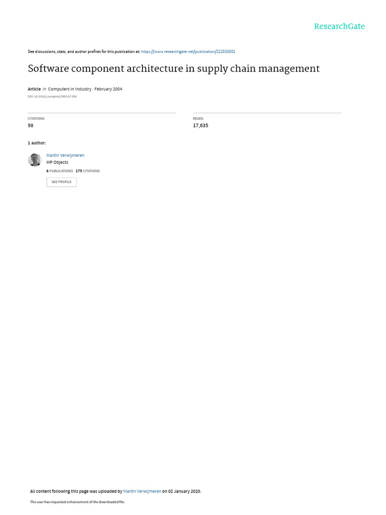 Software Component Architecture in Supply Chain Management: Computers ...