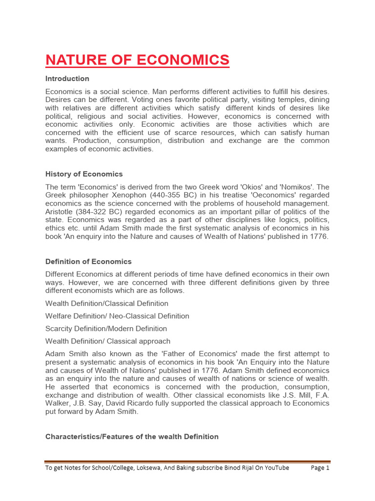 Class 11 Economics Important Notes | PDF | Macroeconomics | Microeconomics