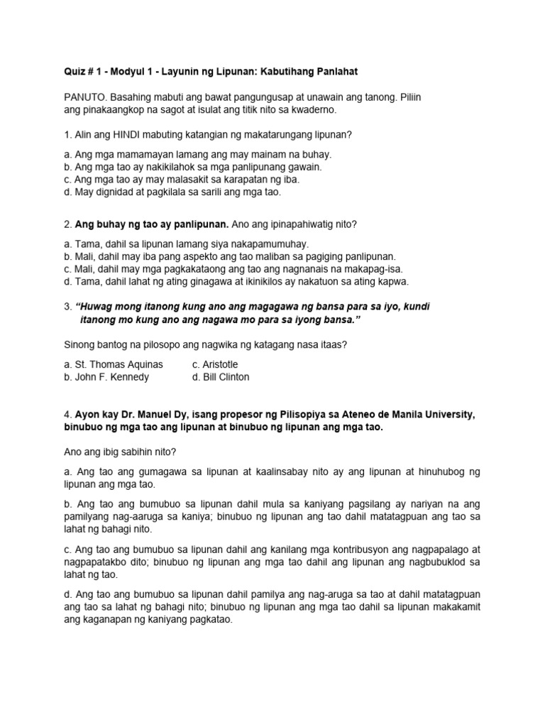 ESP 1 - Quiz 1 | PDF