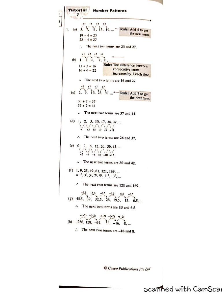 Math Tutor 1a Ans Sheet Number Patterns | PDF