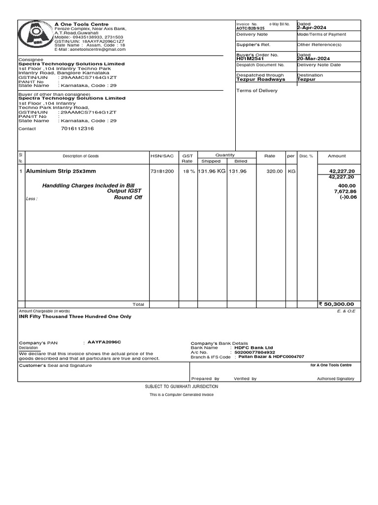 Tax Invoice B2B - Aotcb2b925 | PDF | Invoice | Government Finances