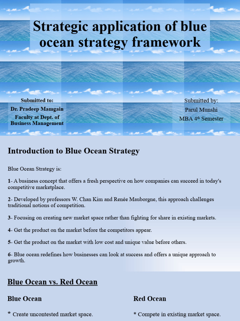 Strategic Application of Blue Ocean Strategy Framework PPT Parul Munshi | PDF | Video Game ...