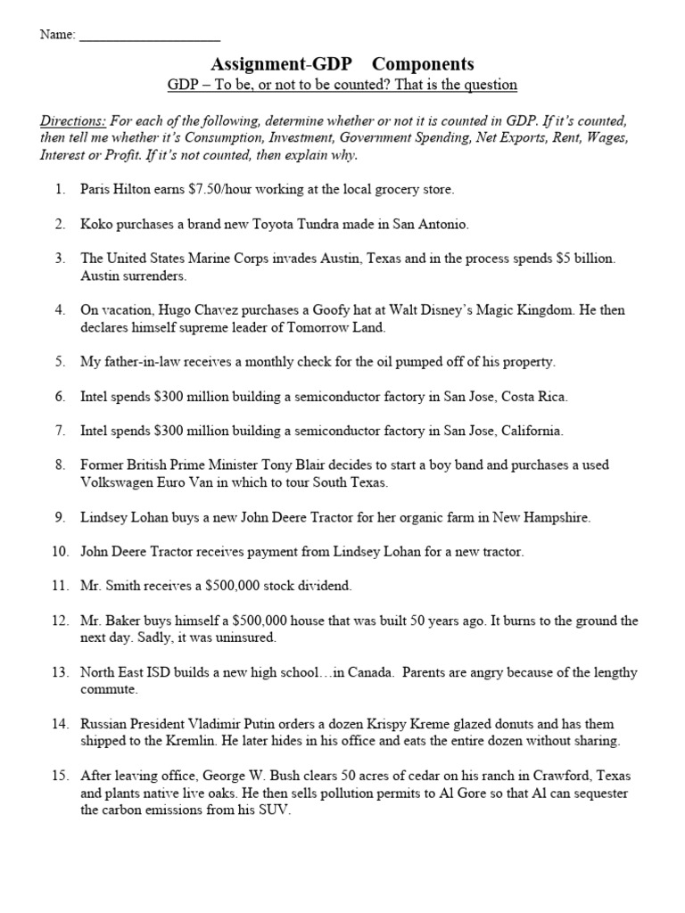 @Assignment-Identifying GDP Components | PDF | Ford Motor Company | Dell