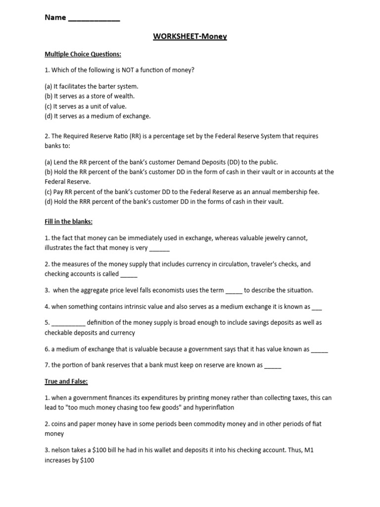 @ASSIGNMENT 11-Money | PDF | Money | Money Supply