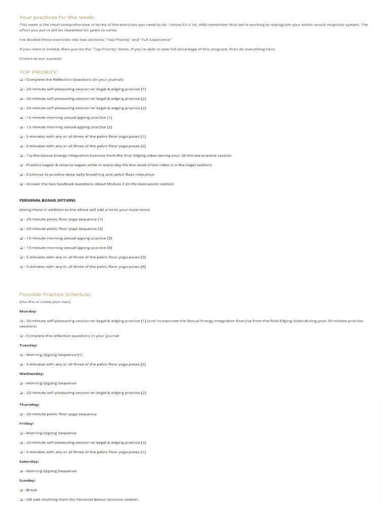 2.0 - Module 2 Practice Checklist + Example Schedule | PDF