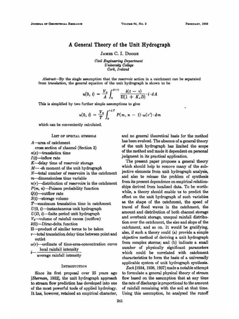 A General Theory of The Unit Hydrograph | PDF