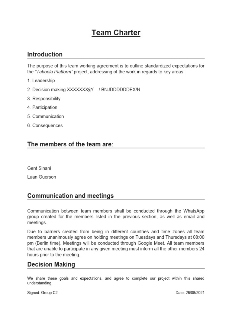 TEAM Charter | PDF