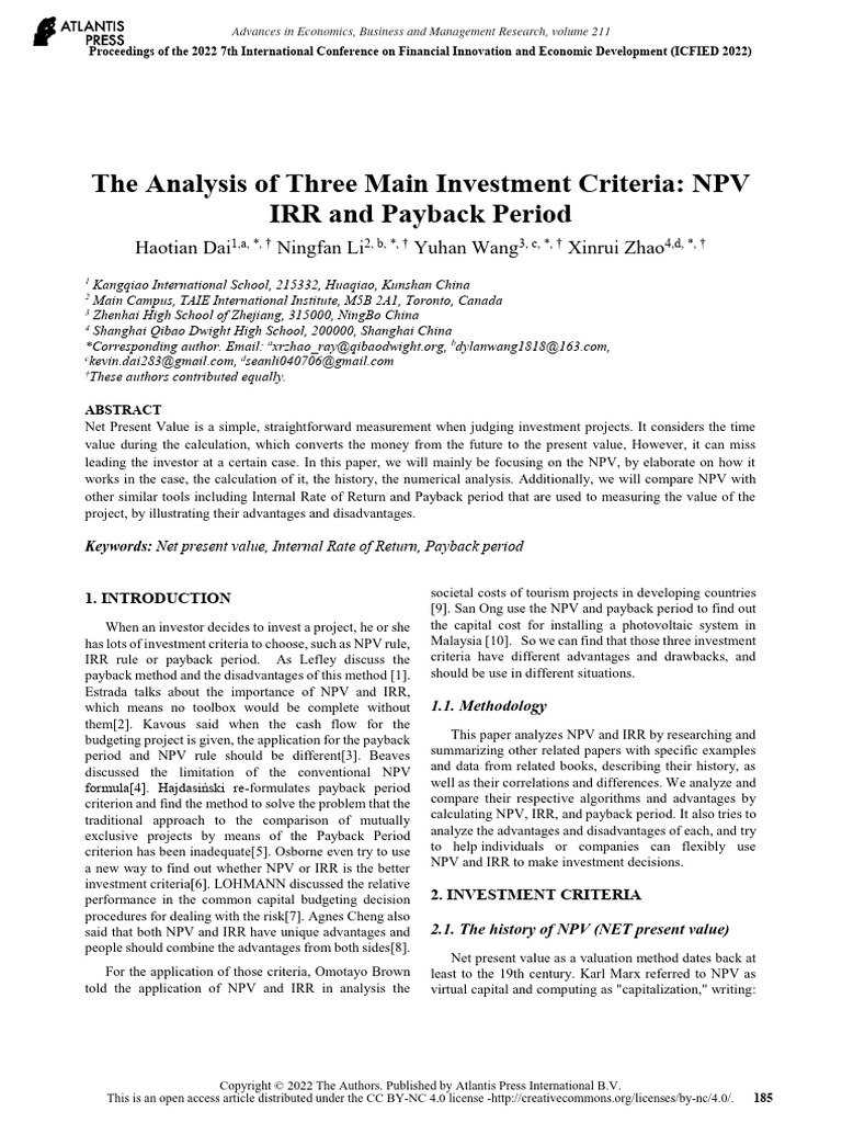 125971510 | PDF | Net Present Value | Internal Rate Of Return