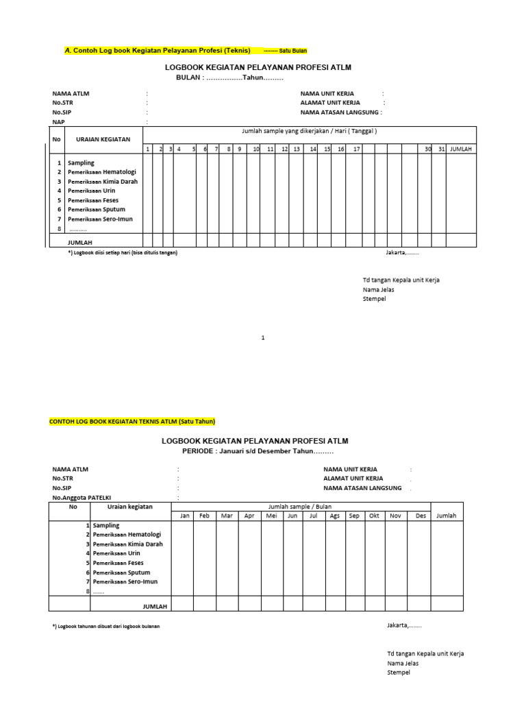 Form Logbook Untuk Anggota | PDF