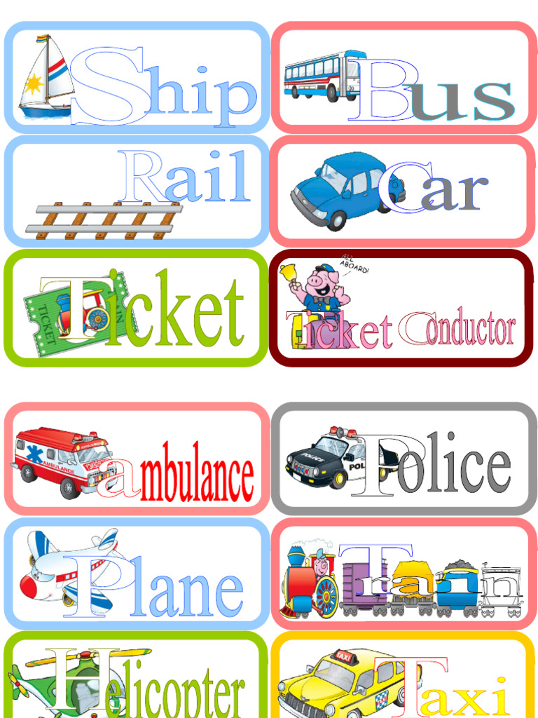 Flashcards Means of Transport Flashcards 25017 | PDF