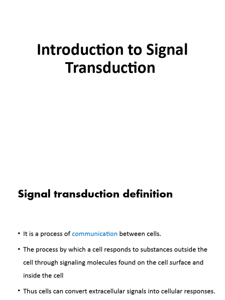 Introduction To Signal Transduction | PDF | Cell Signaling | Signal ...