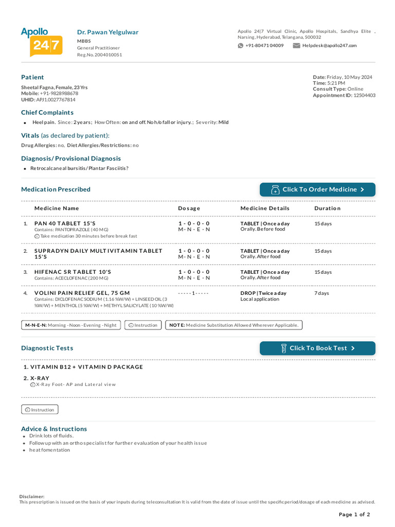 Prescription - Apollo 2471715341954188 | PDF | Pharmacology | Social ...