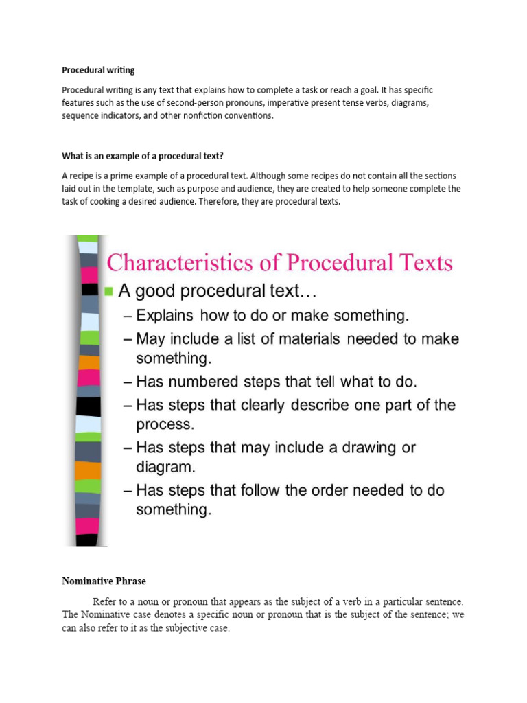 Understanding Procedural Writing | PDF | English Grammar | Preposition ...