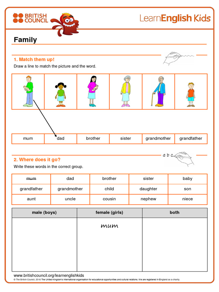 Worksheets Family | PDF | Family | Kinship And Descent