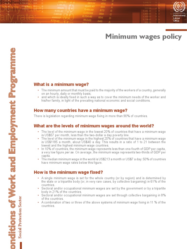 Int Labor Org Wages Policy w-1 | PDF | Minimum Wage | Wage