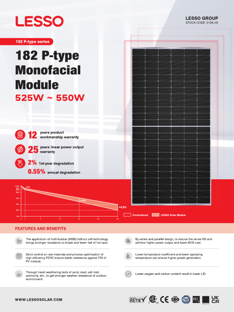 550W 182 P Type Monofacial Module 1 | PDF