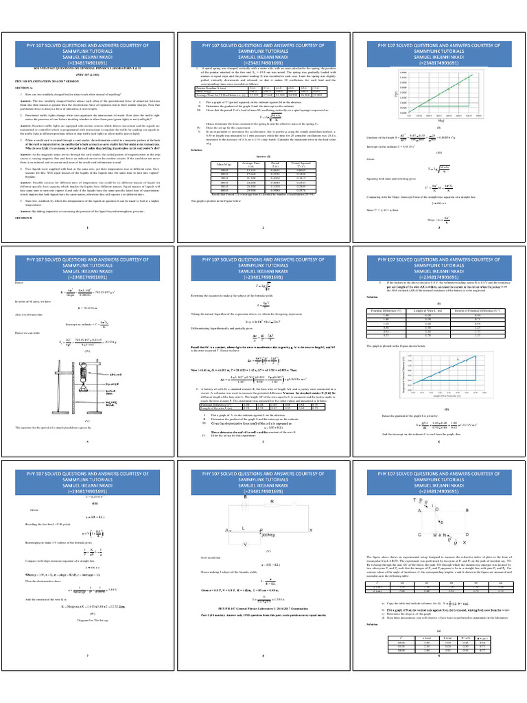 Phy 107 & 108 General Physics Laboratory I & Ii-1-1 | PDF | Voltage | Liquids