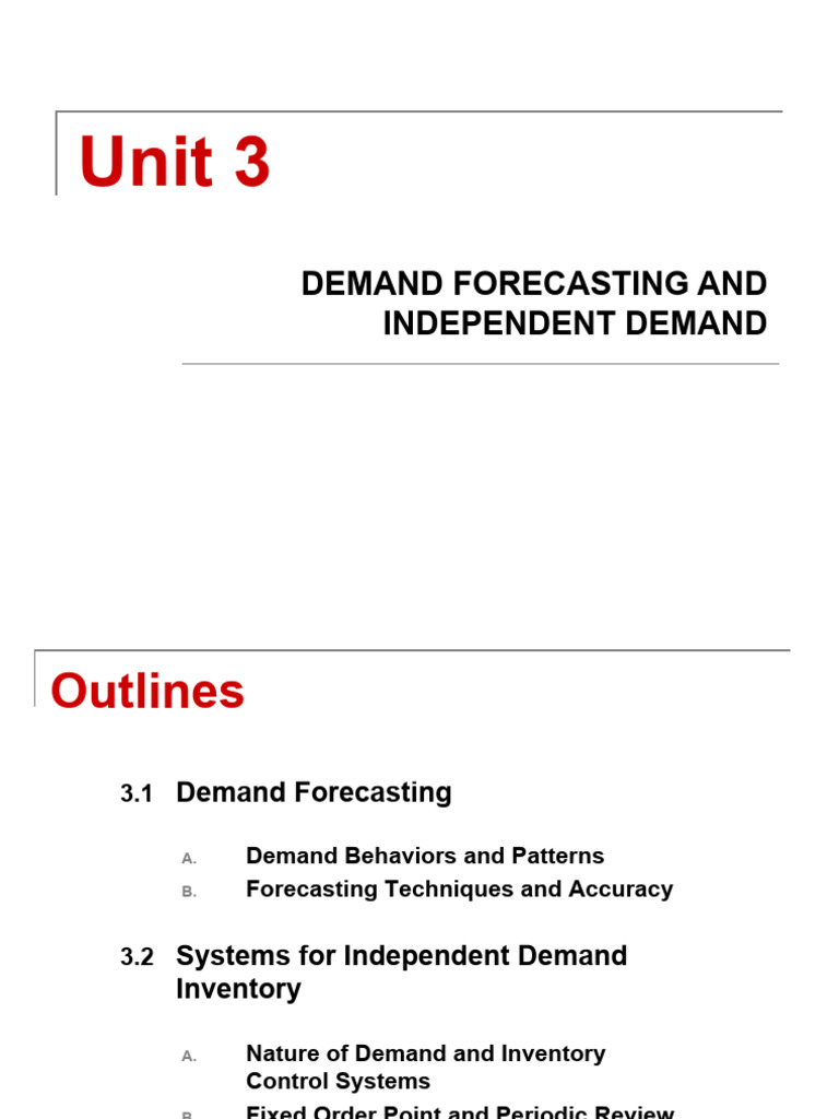 Unit 3 - Slides | PDF | Forecasting | Demand