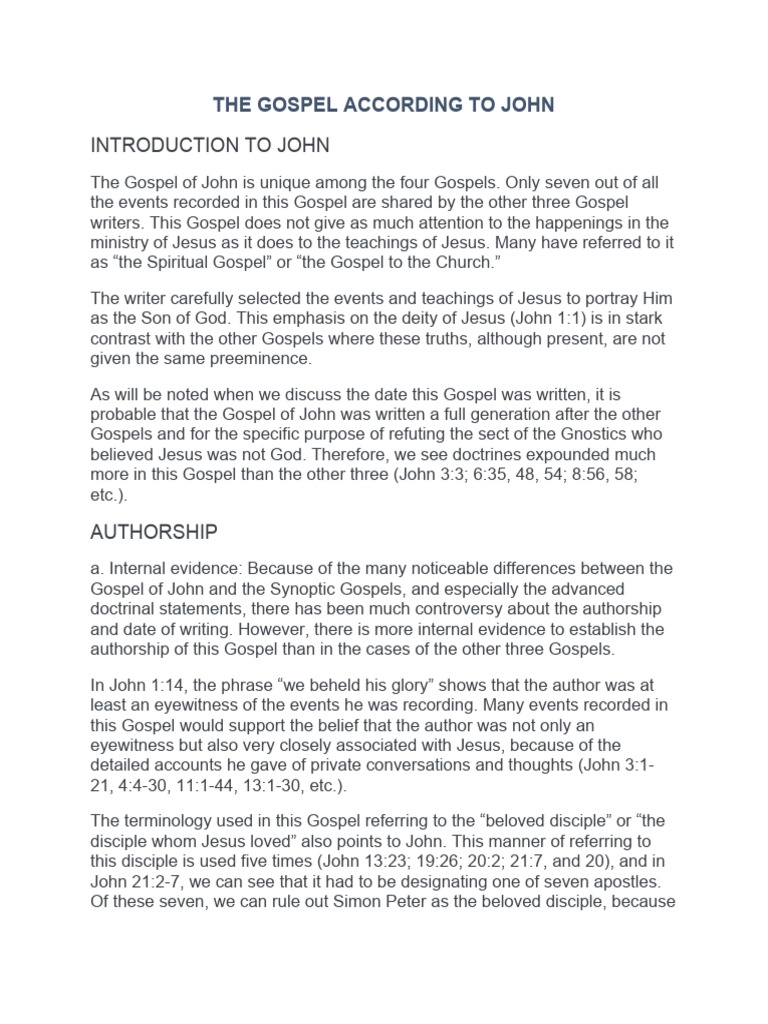 Gospel of John: Authorship & Date | PDF | John The Apostle | Jesus