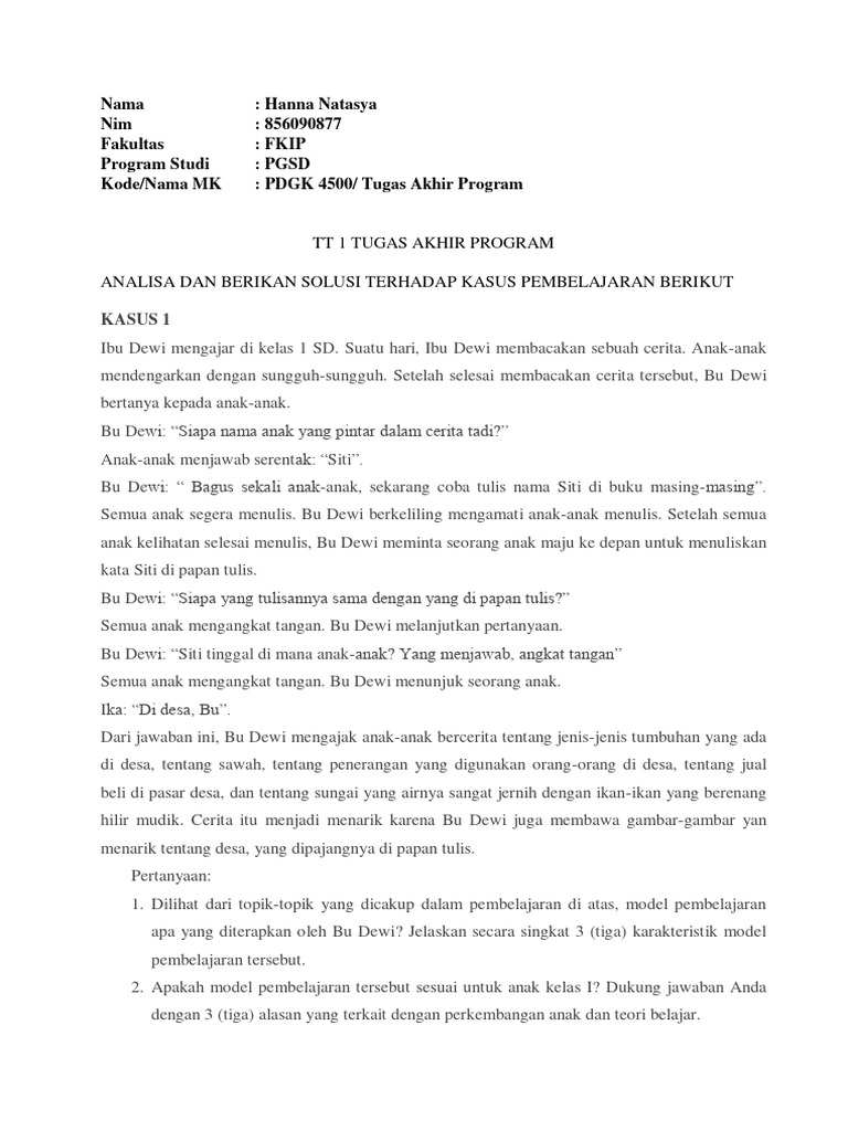 TT 1 Tugas Akhir Program - Hanna Natasya | PDF