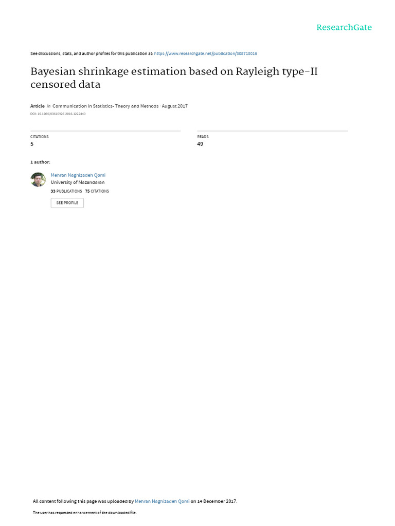 Bayesian Shrinkage Estimation Based On Rayleigh Type Ii Censored Data