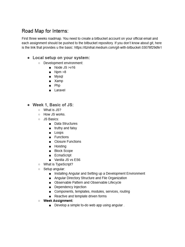 Intern Roadmap 2024 v0.1 First Three Weeks | PDF | Computing | Computer ...