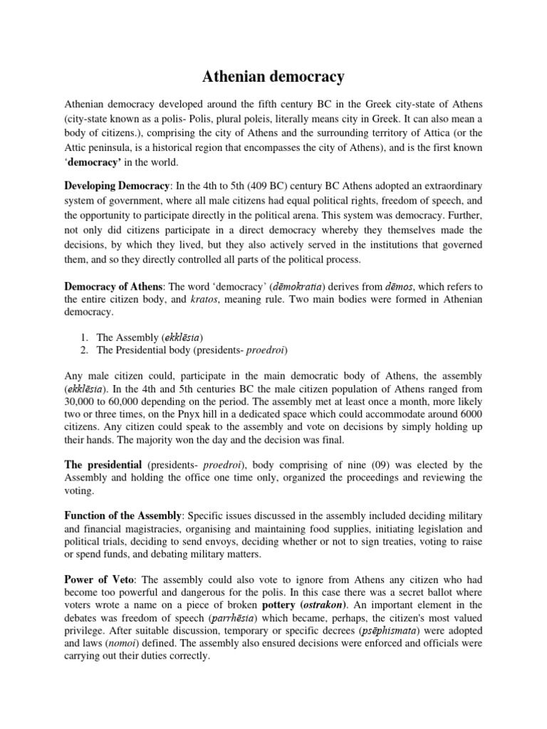 Athenian Democracy | PDF | Athens | Government