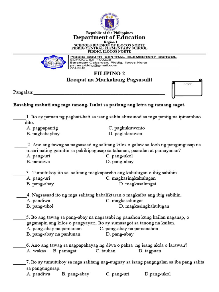 Q4 PT - Filipino 2 | PDF