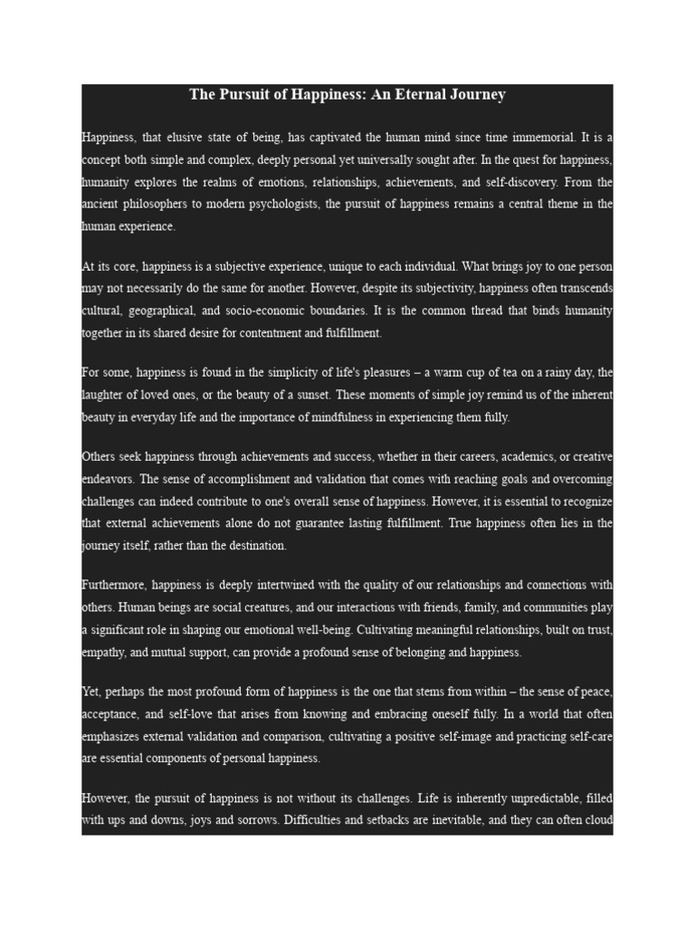 Pursuing Happiness | Download Free PDF | Happiness | Experience