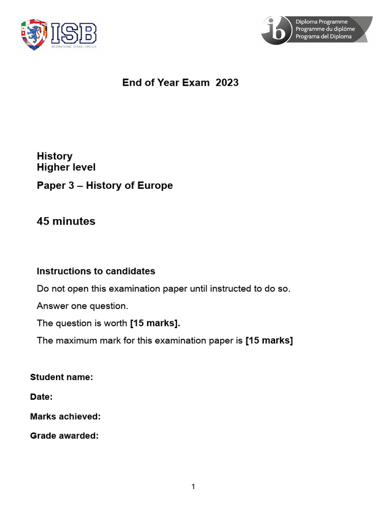 2023 Higher Level History Exam Paper | PDF | Politics