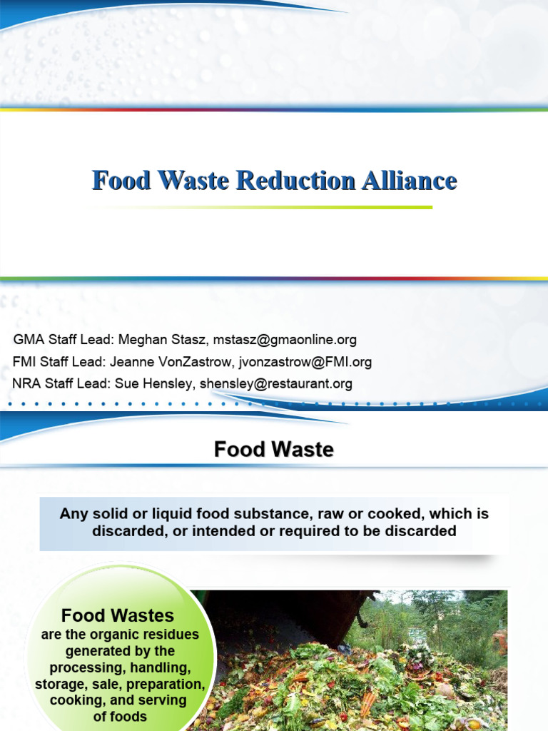 Food Waste Reduction Alliance Overview Slides 9 2012 | PDF | Waste ...