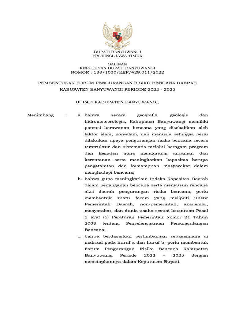 SK No 1030 Tahun 2022 SK FPRB | PDF