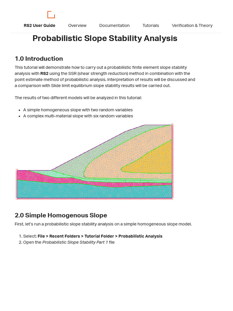 RS2 Tutorials - Probabilistic Slope Stability Analysis | PDF | Probability Theory | Computer File