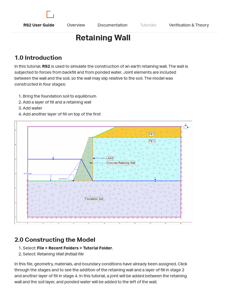 RS2 Retaining Wall Simulation Guide | PDF | Stress (Mechanics) | Mechanics