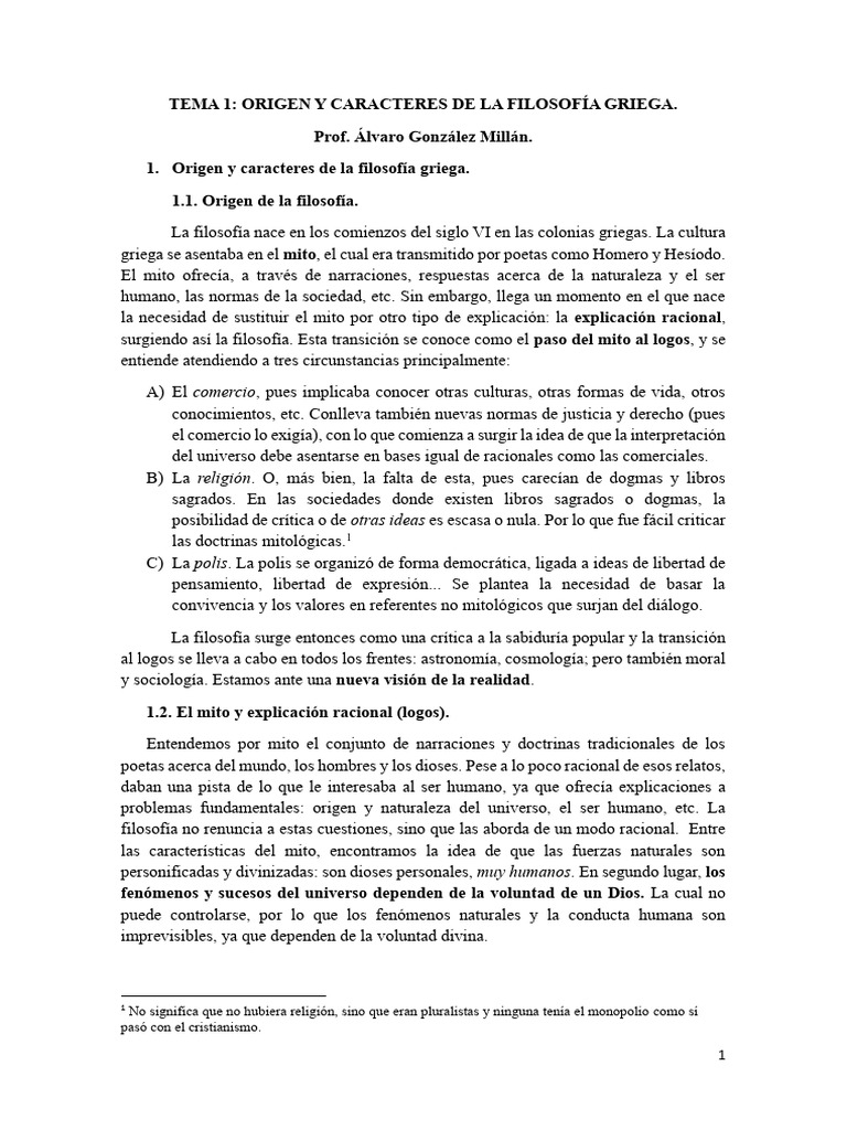 Resumen Tema 1. Álvaro González Millán. | PDF | Virtud | Sócrates
