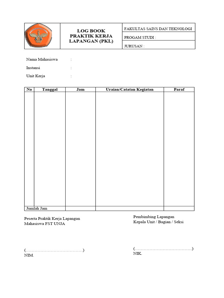 Log Book PKL Mahasiswa FST UNJA | PDF