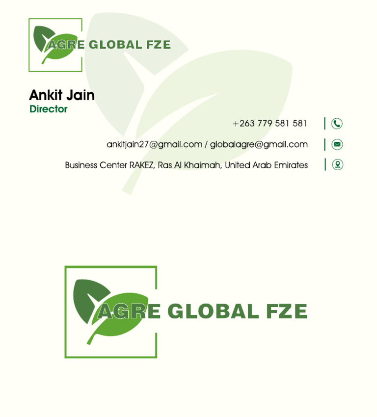 Agre Global FZE Business Cards | PDF
