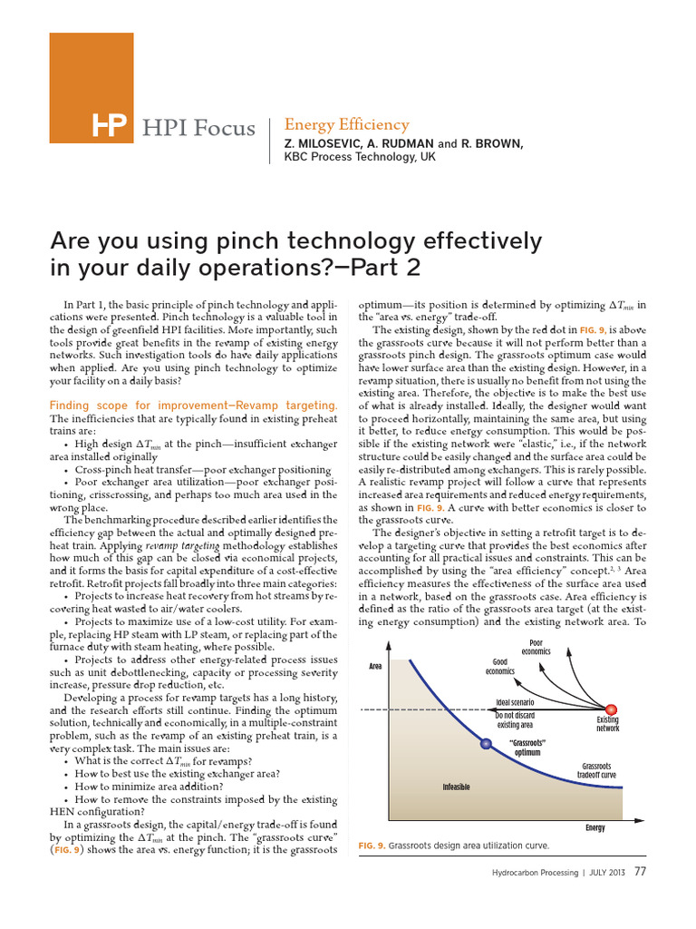 Are You Using Pinch Technology Effectively In Daily Operations Part Ii Pdf Mathematical 