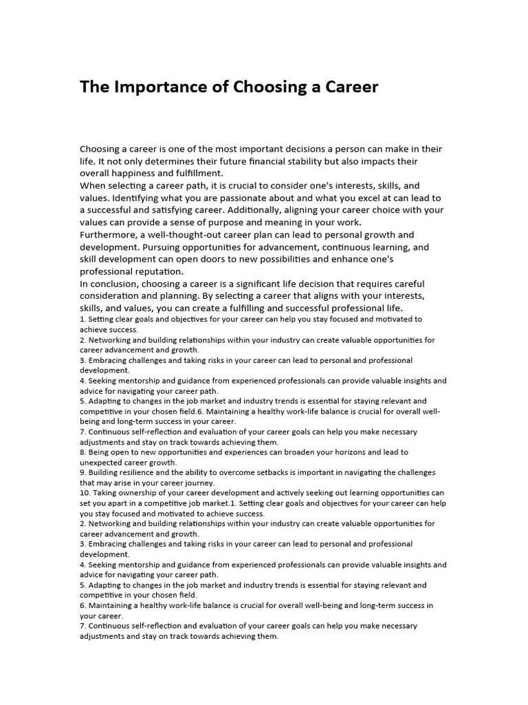 Importance of Career Choice Decisions | PDF | Goal | Mentorship