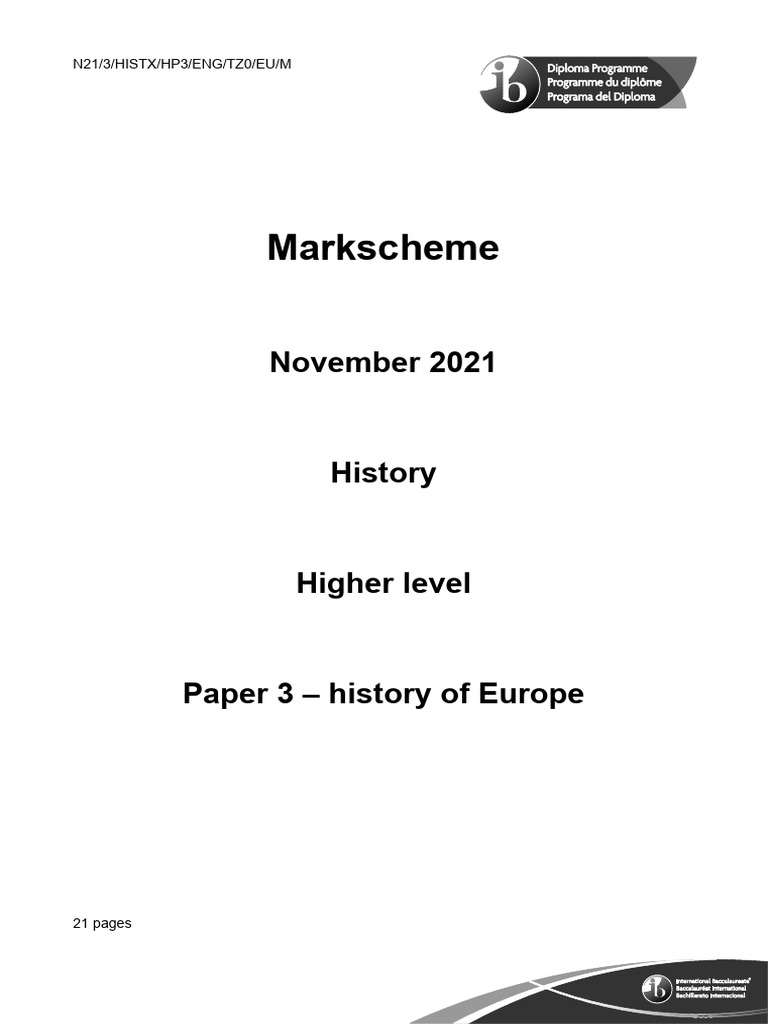 History Paper 3 History of Europe HL Markscheme | Download Free PDF ...