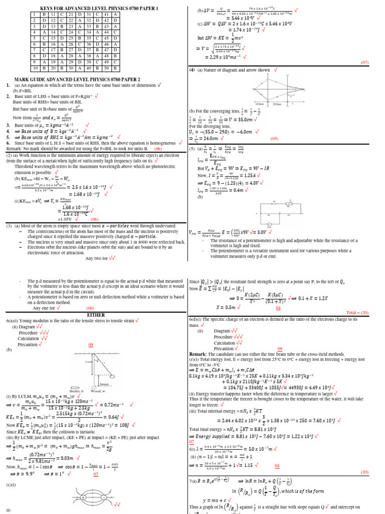 0780 Physics, Mark Guide p1 and p2 | PDF | Amplifier | Ct Scan