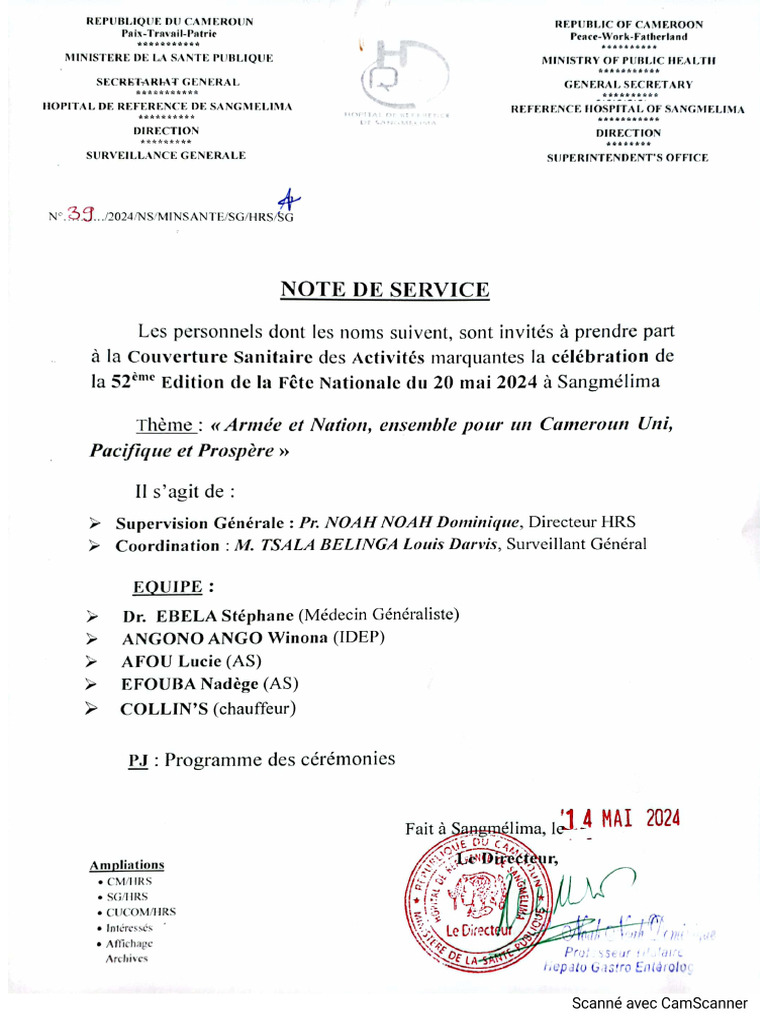 Note de Service Couverture Sanitaire | PDF
