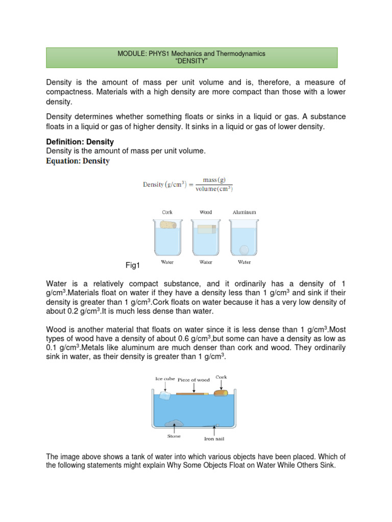 Density ModuleCSU | PDF | Density | Buoyancy