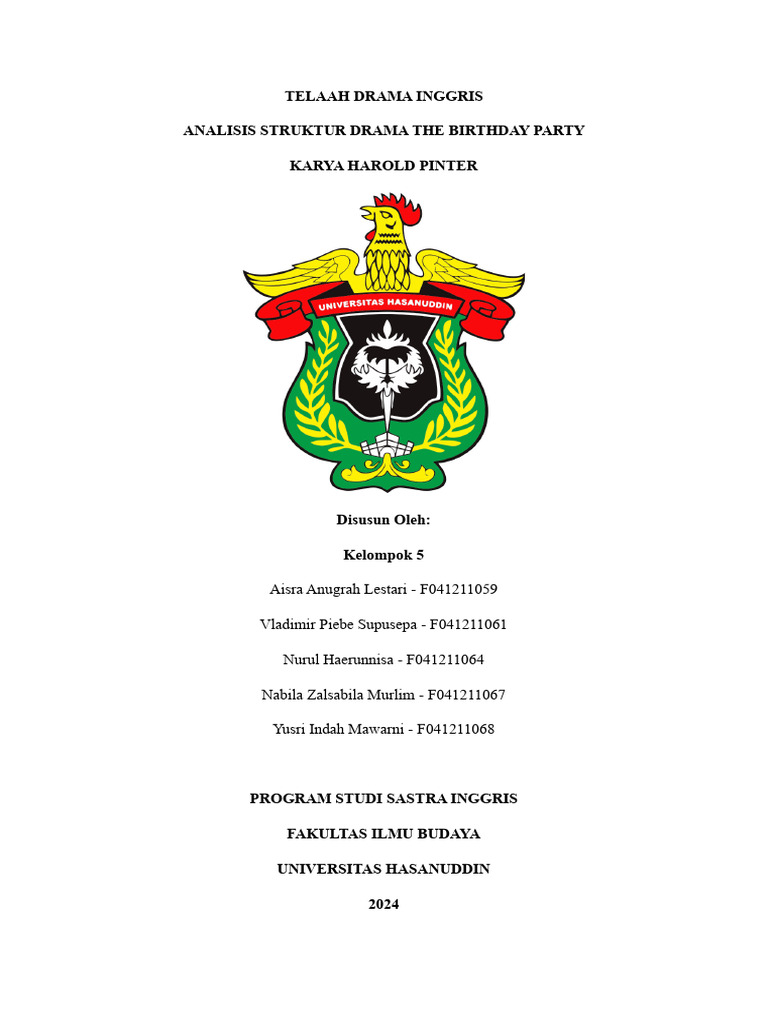 Group 5 - Telaah Drama Inggris - Structural Analysis of Harnold Pinter ...