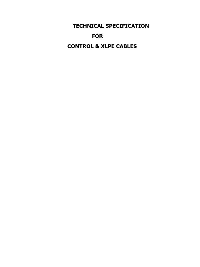 Technical Specification Control Xlpe Cables | PDF | Insulator (Electricity) | Electrical Wiring
