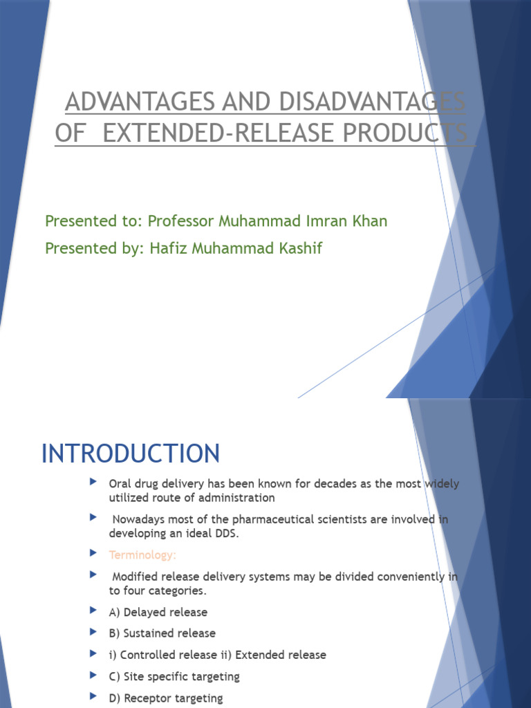 Adv and Dis of Sustain Release Ppt | PDF | Chemistry | Dose (Biochemistry)